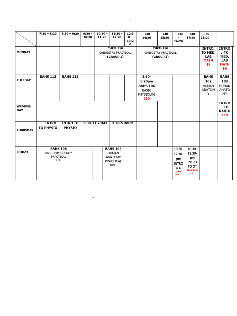 Level 100 Composite Teaching Timetable For Semester 2 2023 2024 | PDF ...