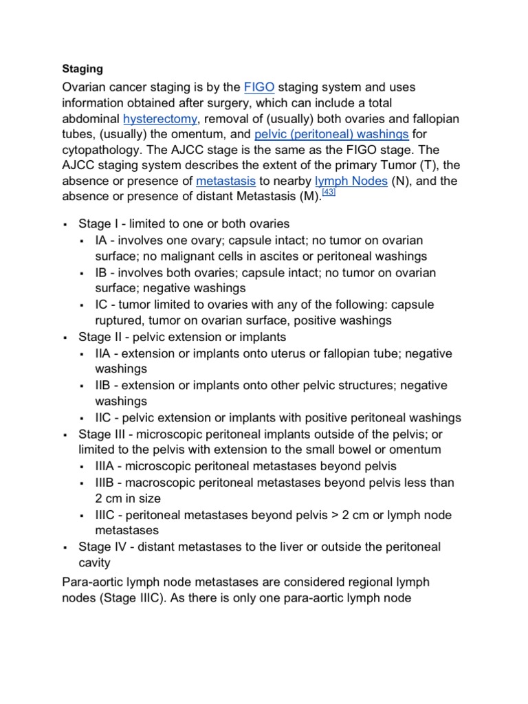 Figo Hysterectomy Pelvic (Peritoneal) Washings | PDF | Ovarian Cancer ...