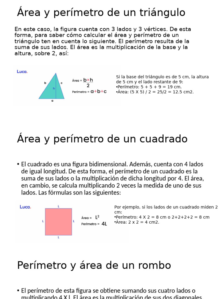 Cálculo de área y perímetro del triángulo | PDF