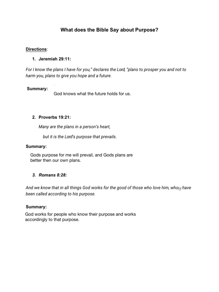 Scriptures Verses On Purpose | PDF