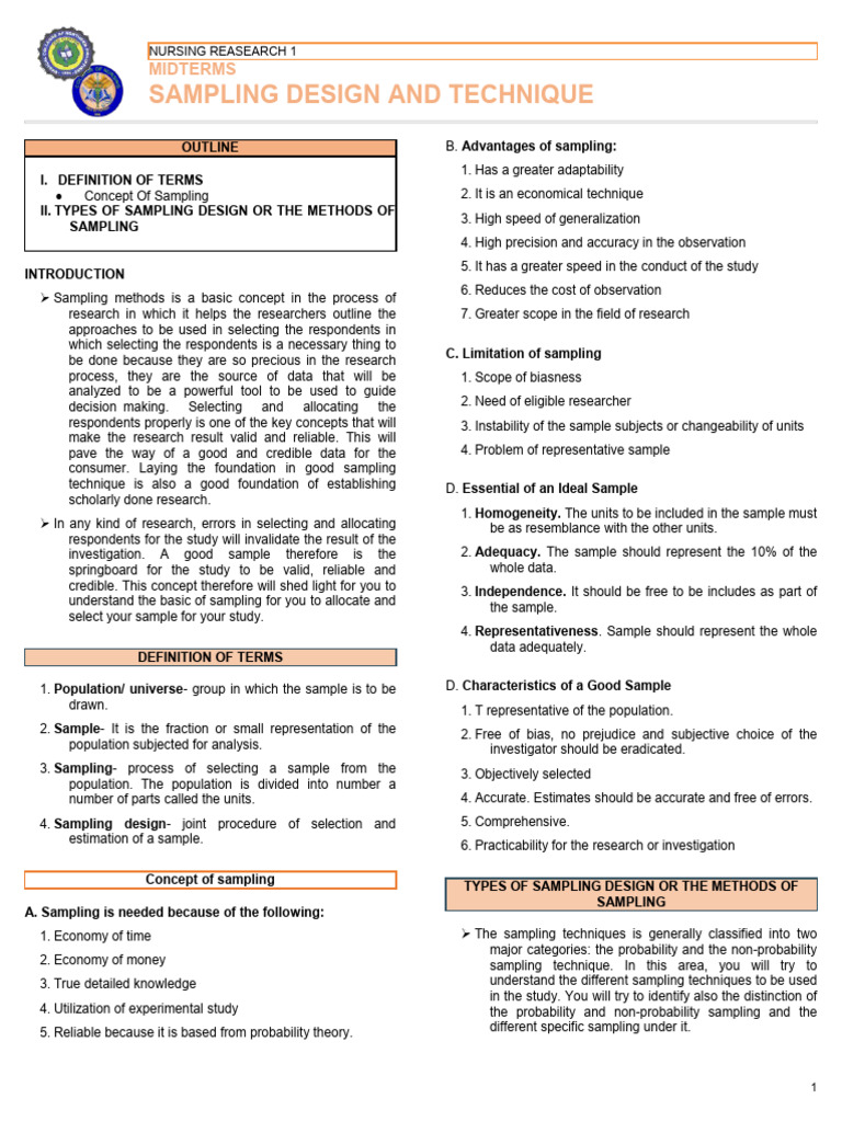 Nursing Research Sampling Guide | PDF | Sampling (Statistics) | Stratified Sampling