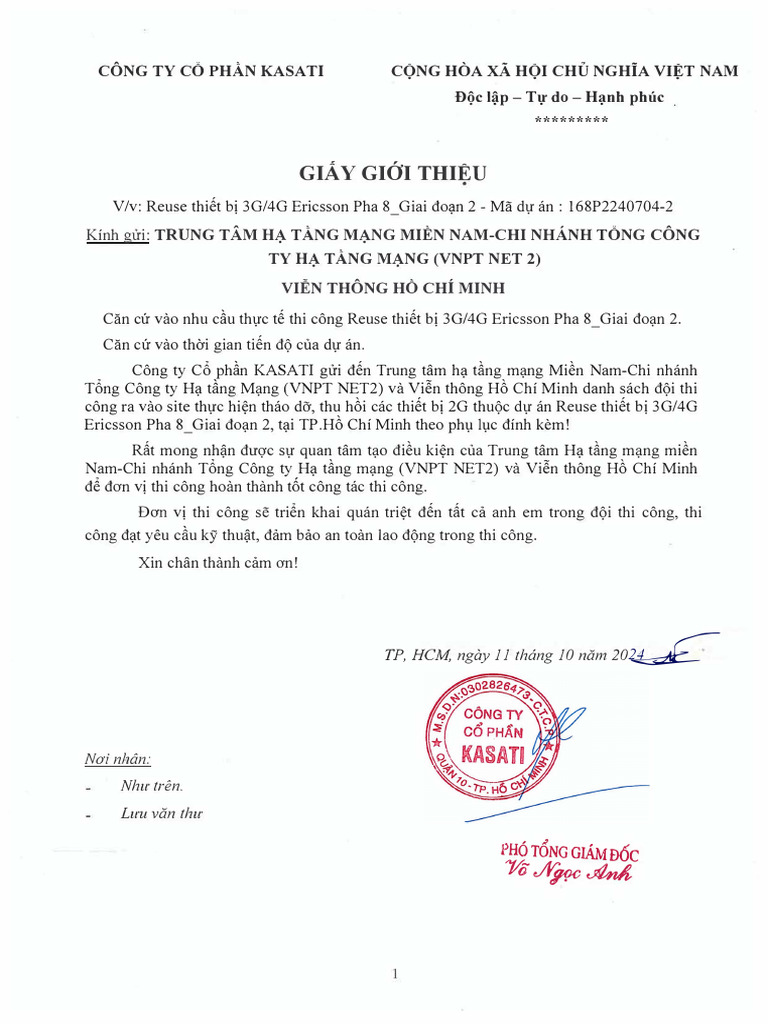 Giay Gioi Thieu Kasati | PDF | Business