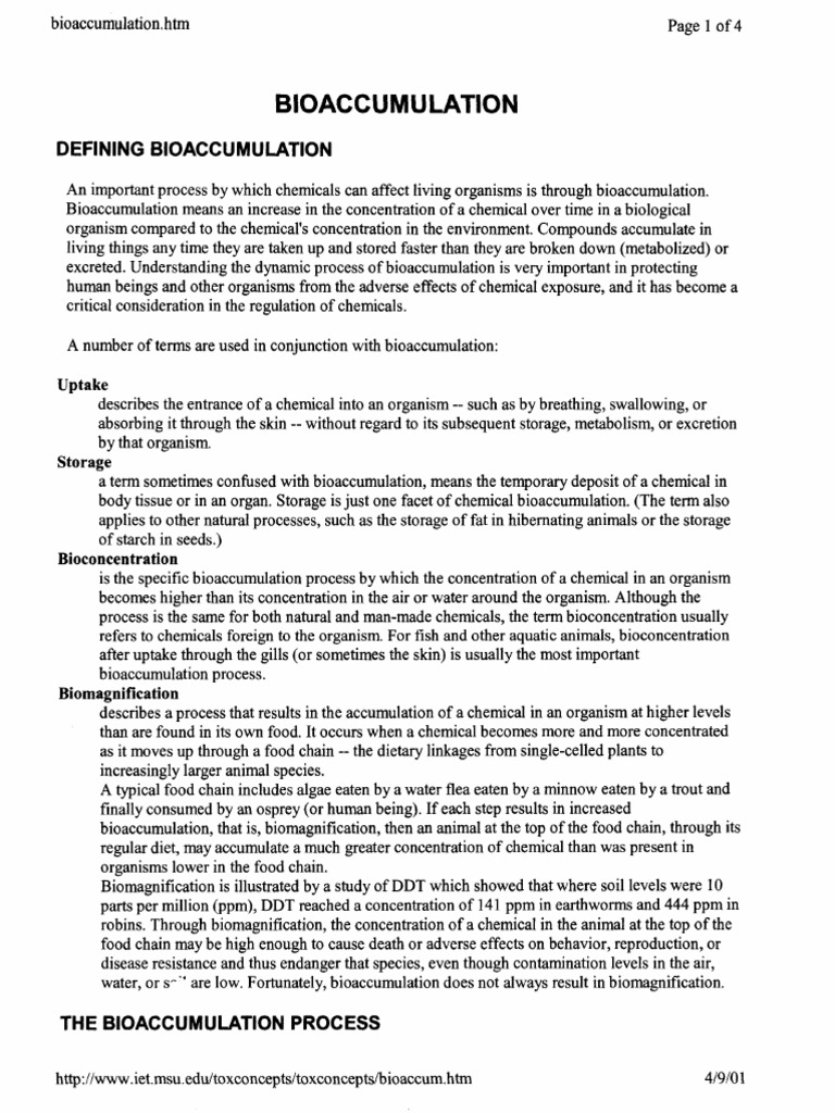 Bioaccumulation | PDF | Environmental Science | Chemistry