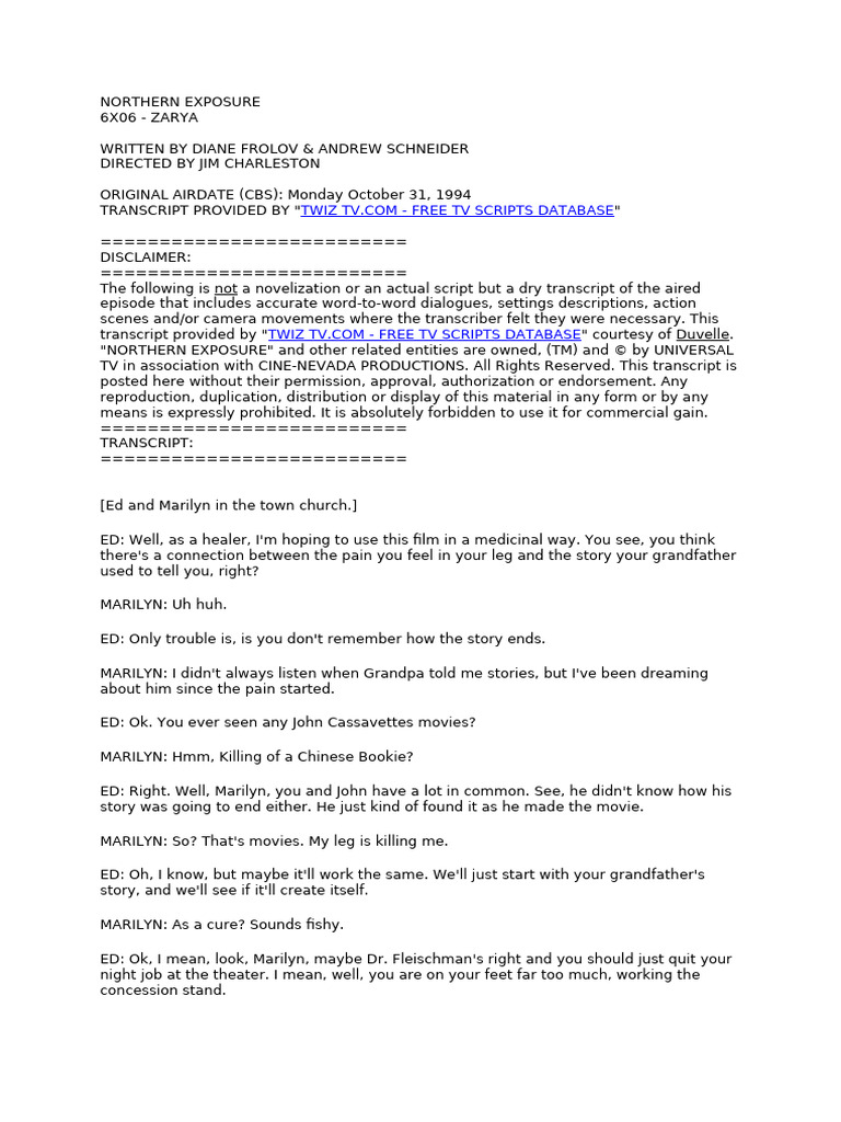 Script-Zarya Northern Exposure | PDF | Vladimir Lenin | Soviet Union