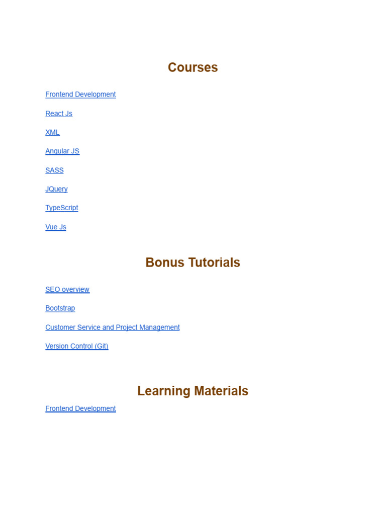 All Frontend Development Courses | PDF