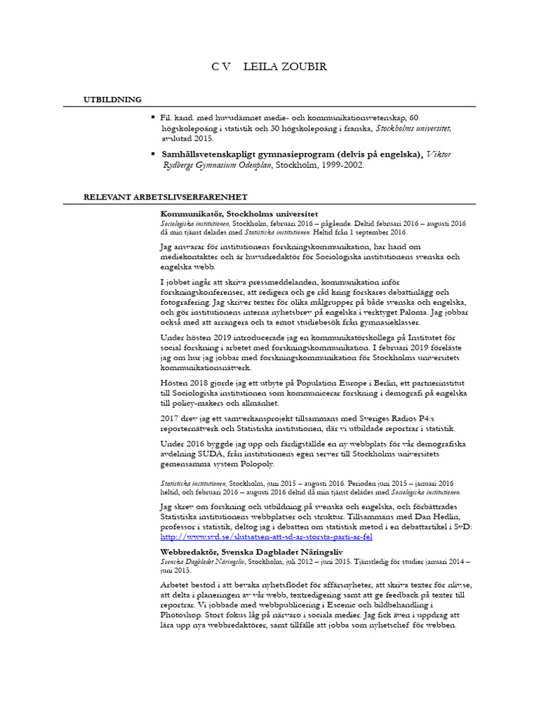 CV Leila Zoubir 2020 | PDF