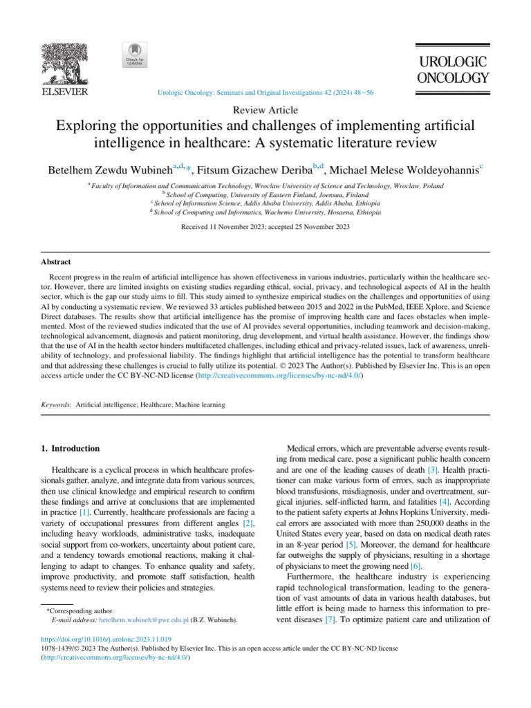 Exploring The Opportunities and Challenges of Implementing Artificial Intelligence in Healthcare ...