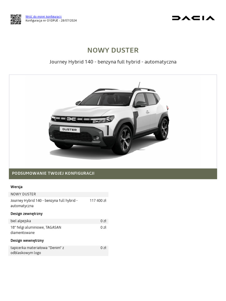 NOWY DUSTER Journey Hybrid 140 | PDF