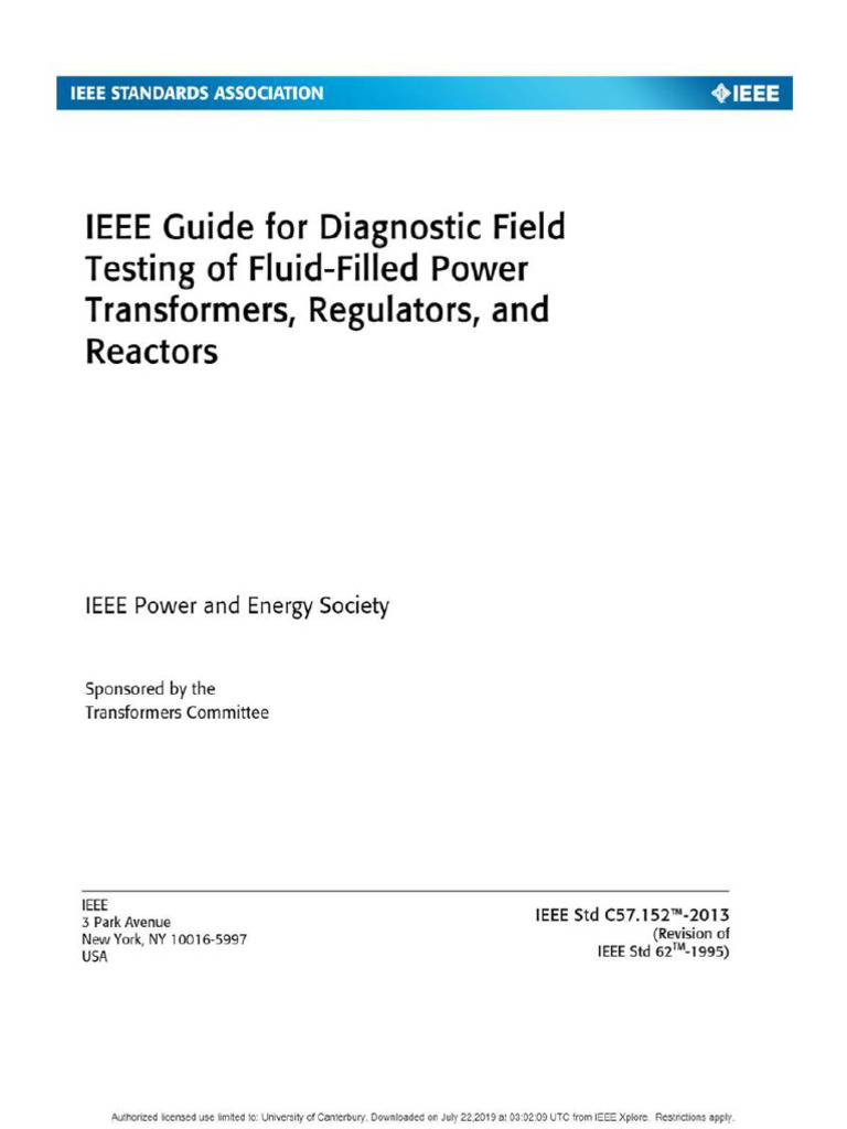 IEEE STD C67.152 - 2013. Guide For Diagnostic Field Testing of Fluid ...