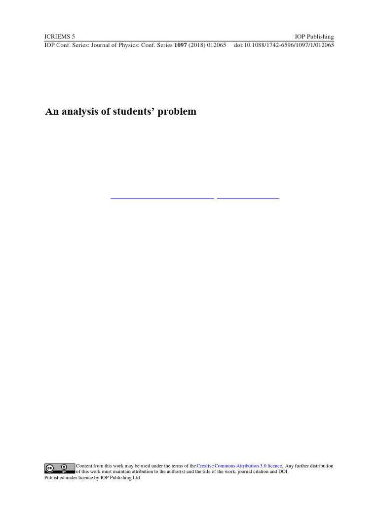 An Analysis of Students' Probl | PDF | Procedural Knowledge | Knowledge