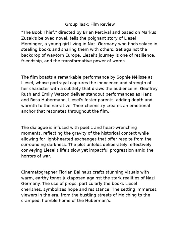 Film Review Book Thief | PDF | Mystery, Thriller & Crime Fiction | Classics