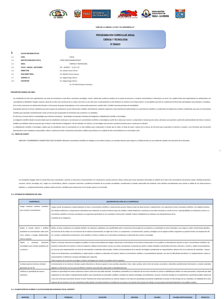 PROGRAMACION ANUAL CyT 5º | PDF | Evaluación | Aprendizaje