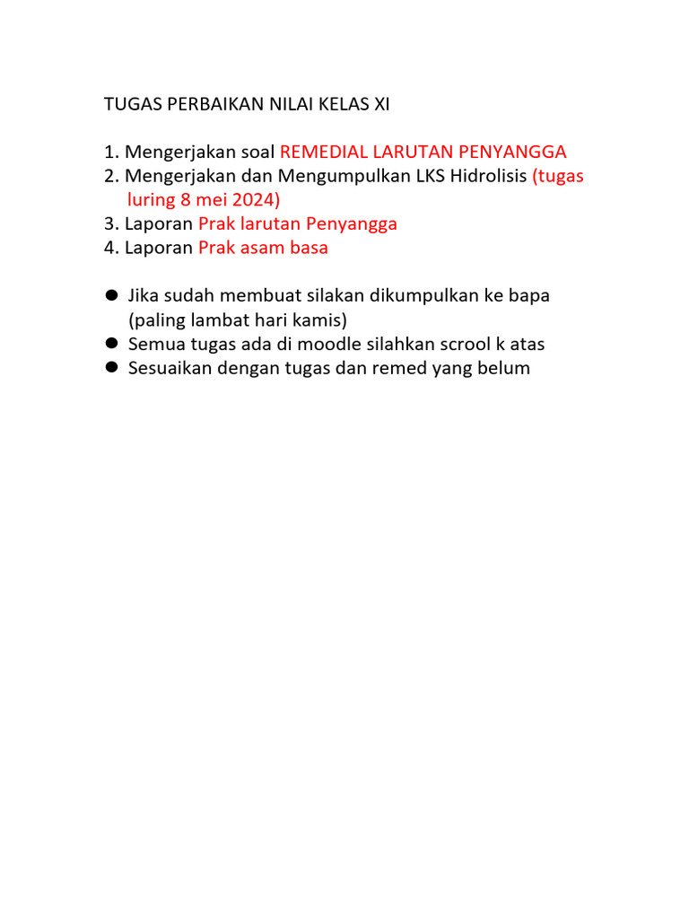 Tugas Perbaikan Nilai Kelas Xi | PDF
