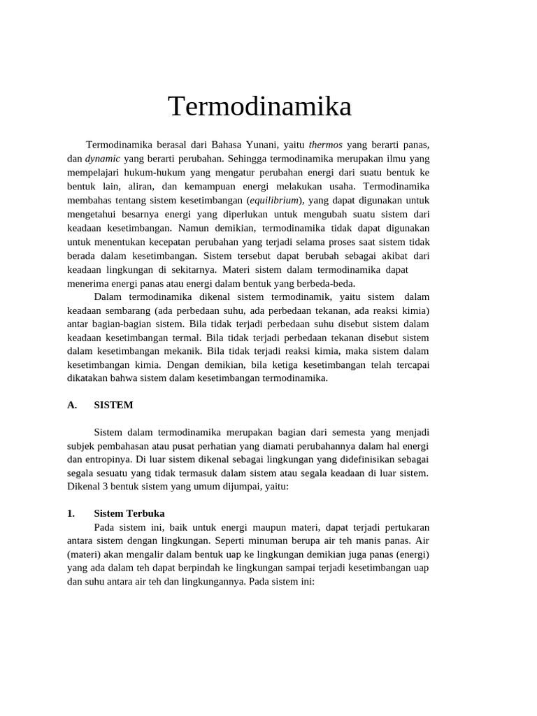 Konsep Termodinamika UTS | PDF