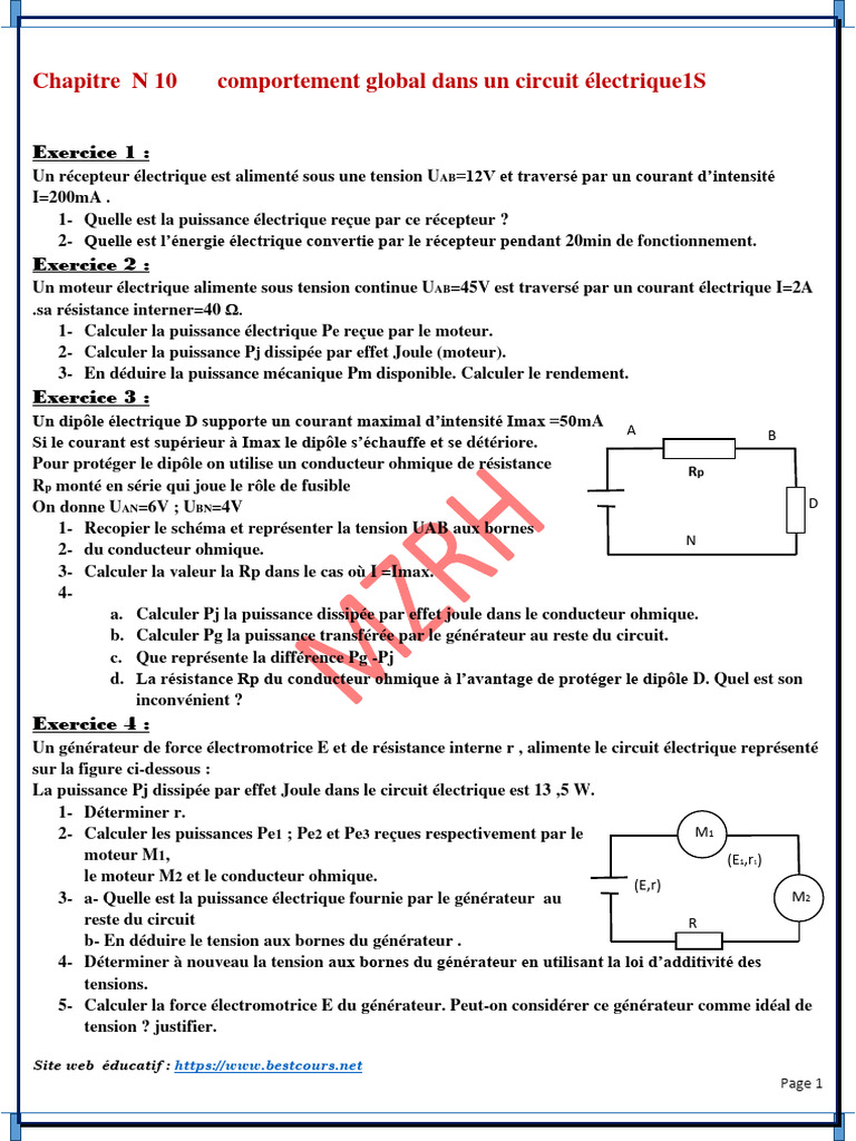 Comportement global d'un circuit électrique | PDF | Résistance ...