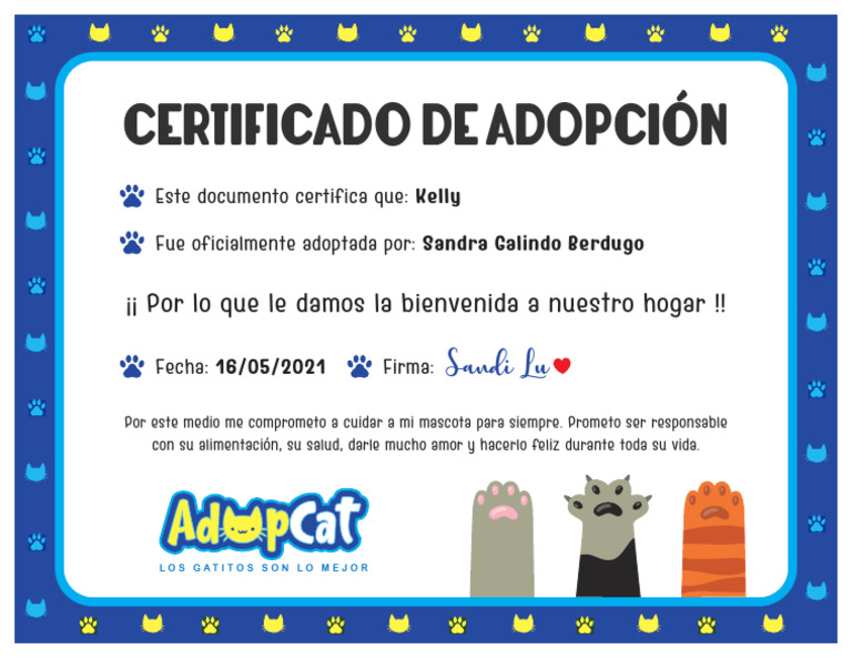 Certificado de Adopcion | PDF | Salud y bienestar