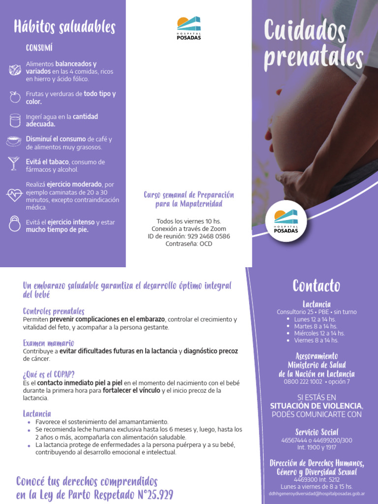 Triptico Cuidados Prenatales | PDF | Amamantamiento | El embarazo