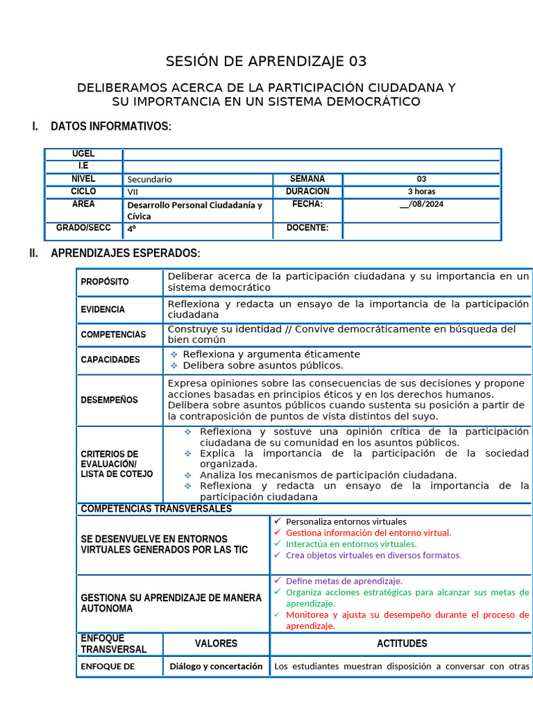 4º DPCC - Ses 03 Unidad 5 | PDF | Democracia | Ideologías políticas