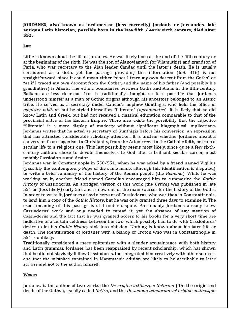 Jordanes Life Works Critical Editions TR | PDF | Ancient Europe | Late ...