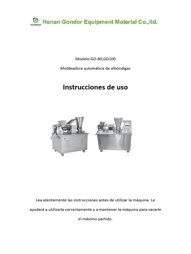 Instrucciones para Moldeadora de Albóndigas | PDF | Carne | Tornillo