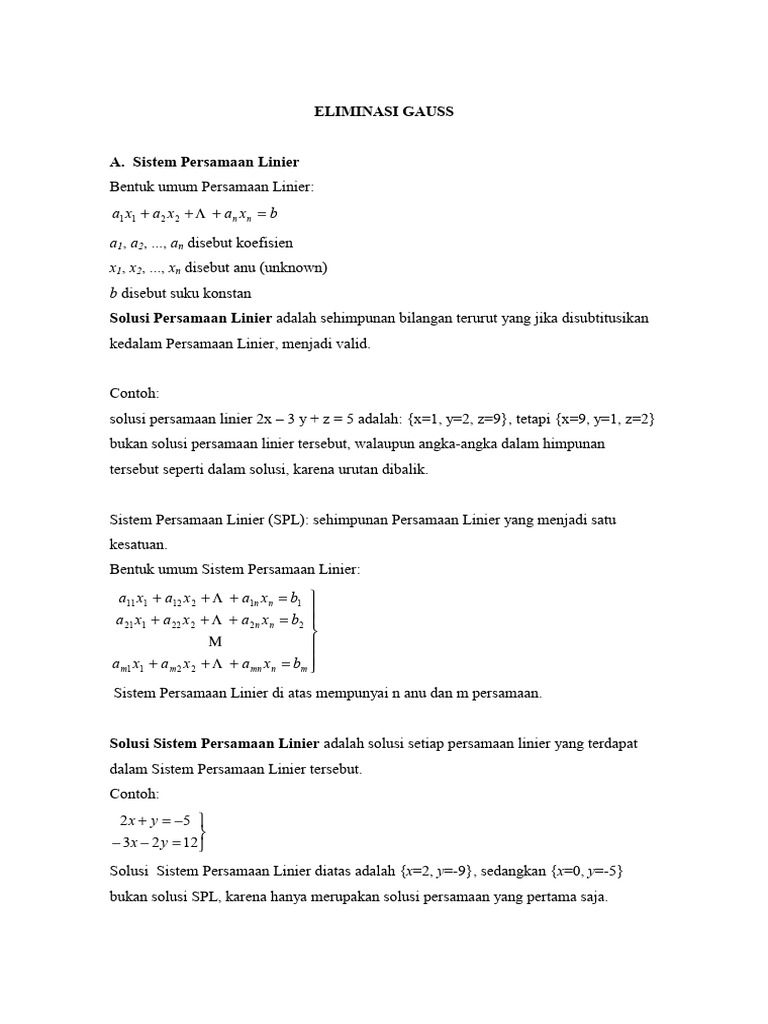 Eliminasi Gauss | PDF