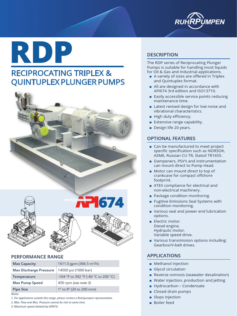 RDP Reciprocating Pumps OPB EN Mar19 | PDF | Pump | Mechanical Engineering