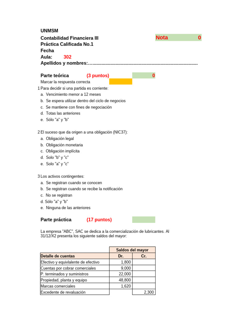 Evaluación Contabilidad Financiera III | PDF | Contabilidad | Economias
