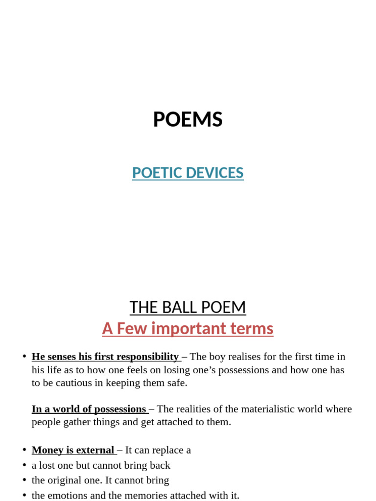 Poetic Devices For All PEOMS | PDF | Poetry | Poetic Devices