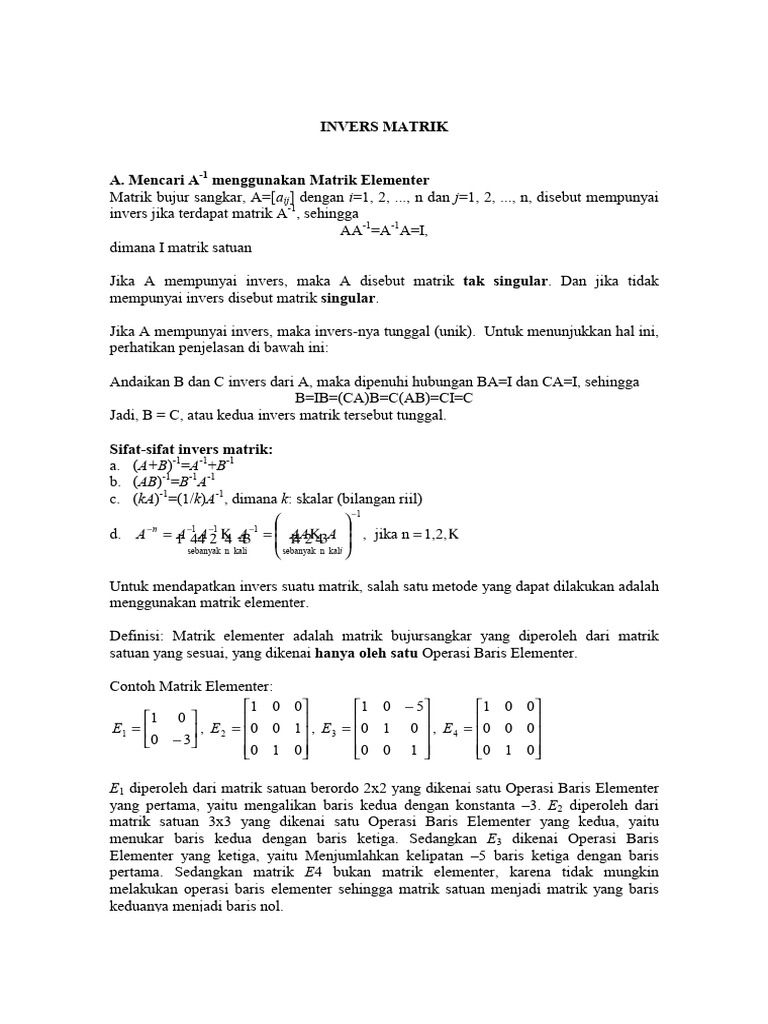 Invers Matriks | PDF