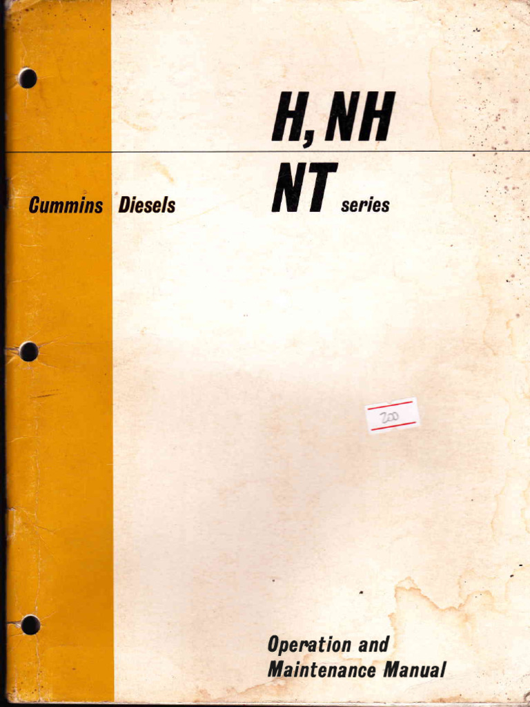 Cummins Diesels H NH NT Operation and Maintenance Manual Bulletin No ...