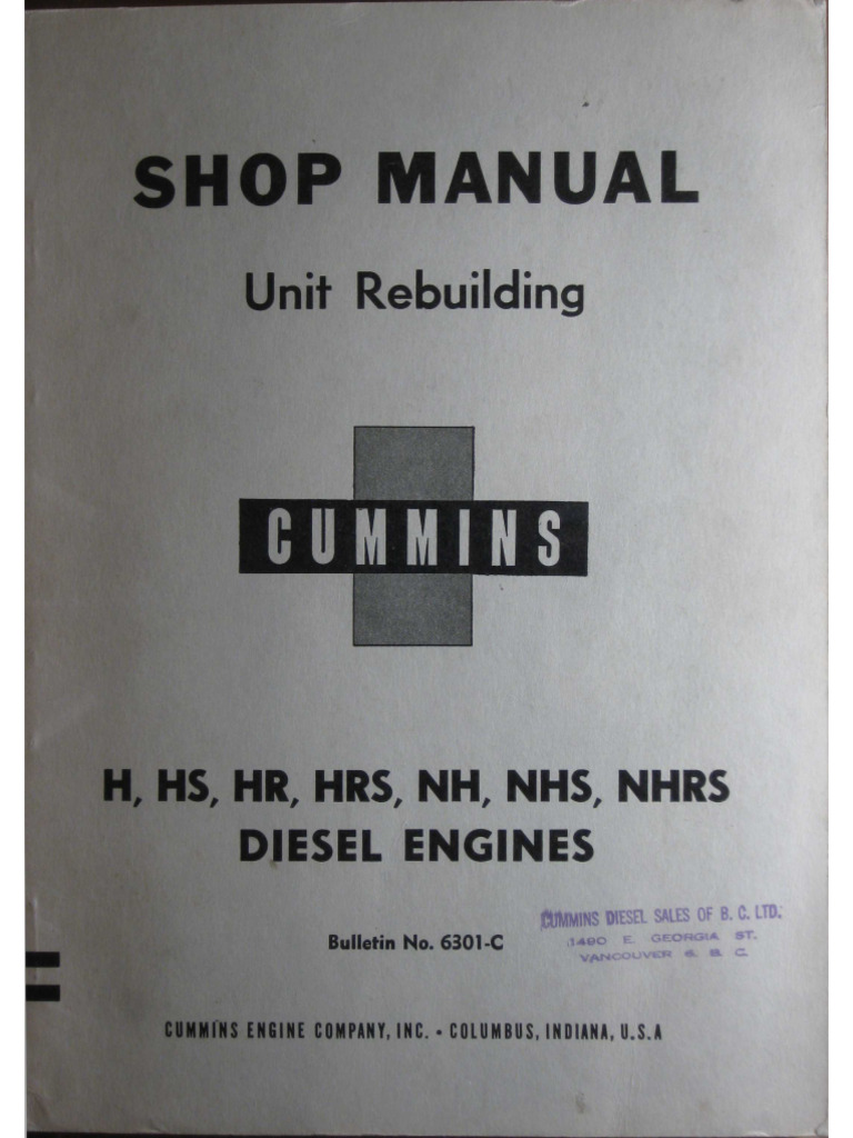 Cummins Unit Rebuilding 6301-C Motores H NH Small Cam | PDF