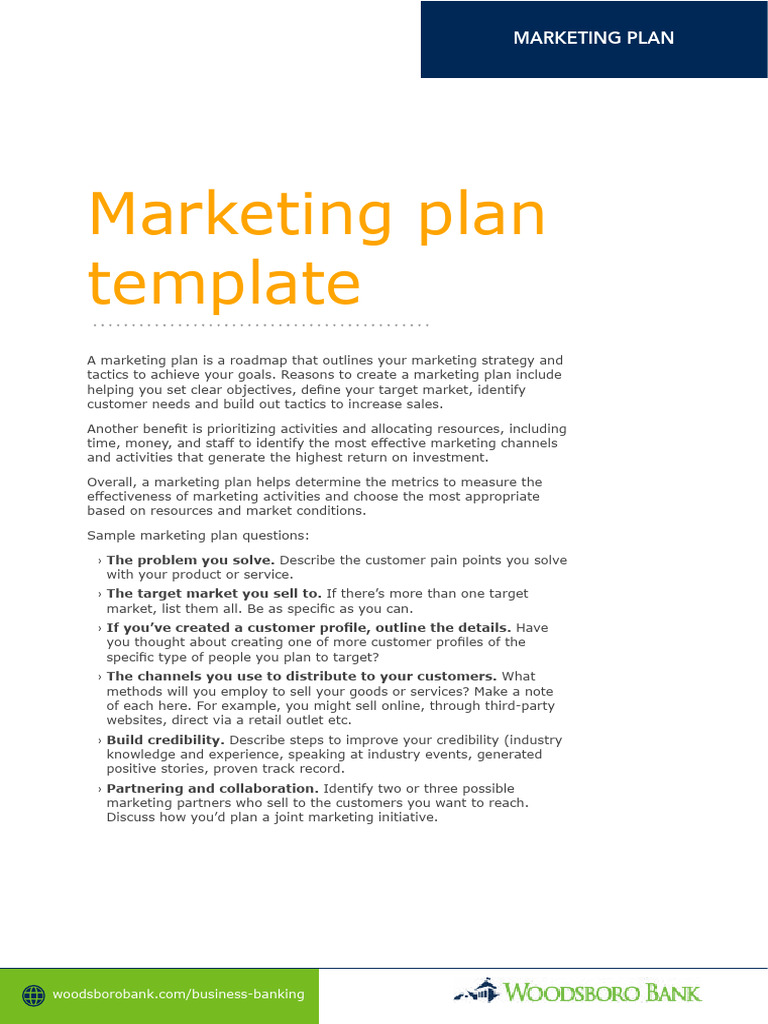 Woodsboro Marketing-Plan Template | PDF | Marketing | Swot Analysis