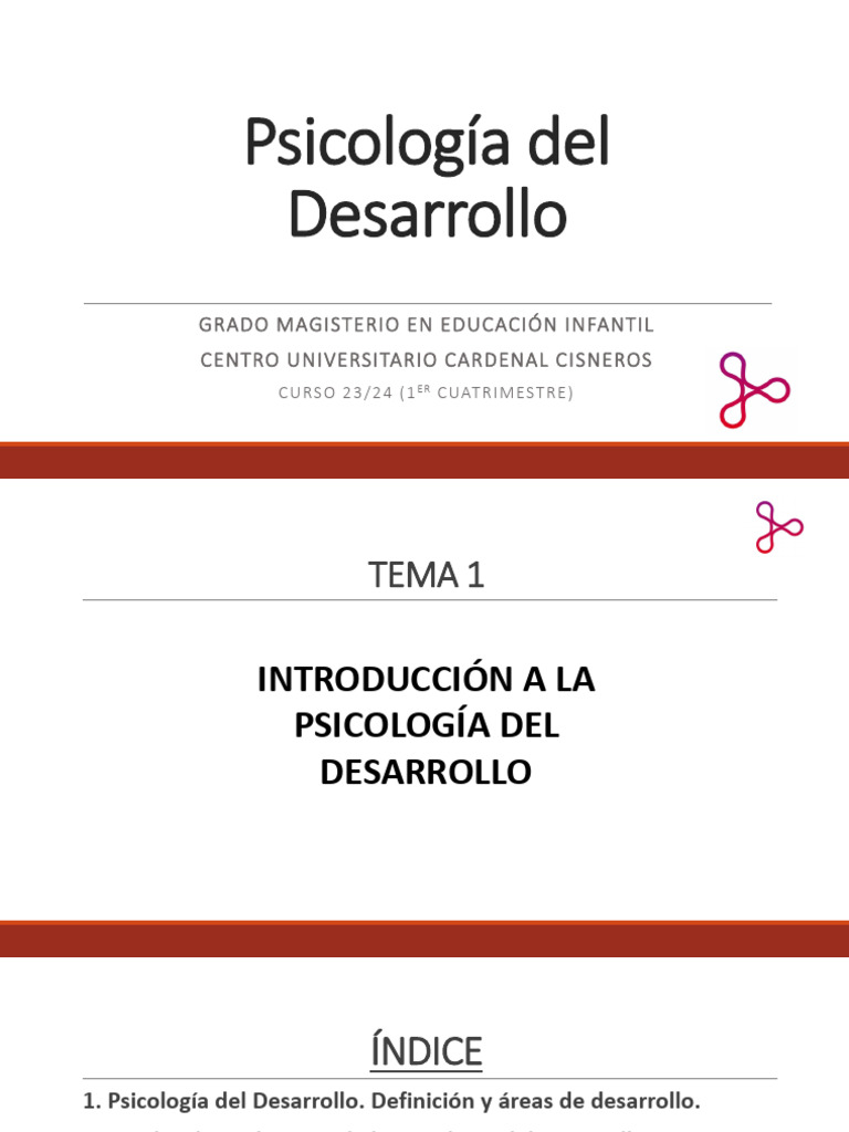 Tema 1 - Desarrollo Infantil | PDF | Sicología | Psicología del desarrollo