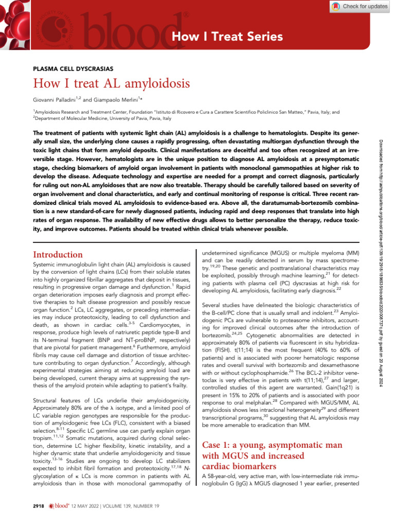 How I Treat AL Amyloidosis | PDF | Clinical Medicine | Diseases And ...