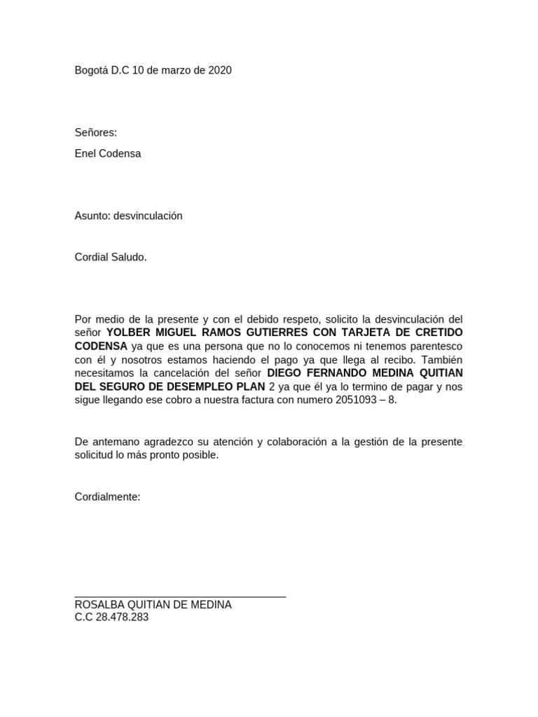 Carta de Cancelacion de Codensa | PDF