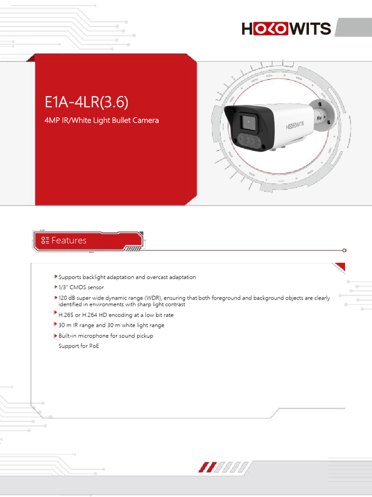 HOLOWITS E1A-4LR (3.6) Datasheet-V1.0 | PDF | File Transfer Protocol | Camera Lens