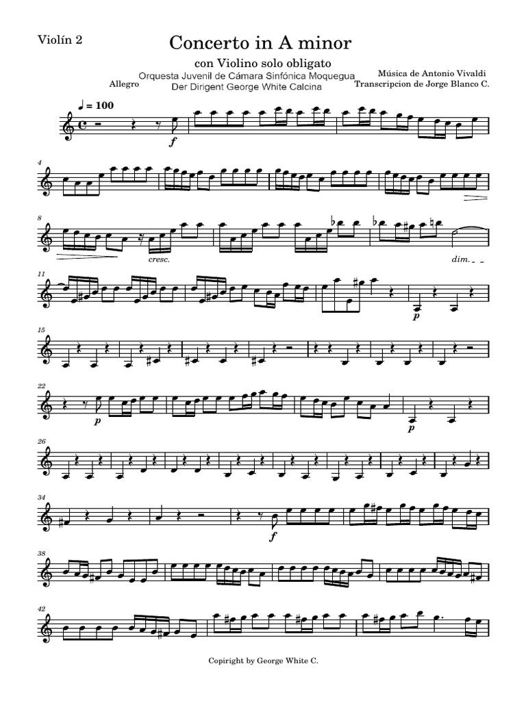 Concerto in A Minor - Violín - 2 | PDF | Concerto | Musical Compositions