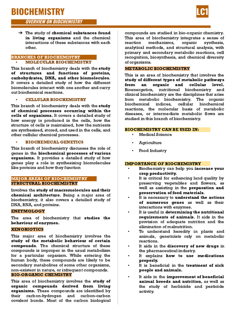 Biochemistry: A Comprehensive Guide | PDF | Biochemistry | Chemistry