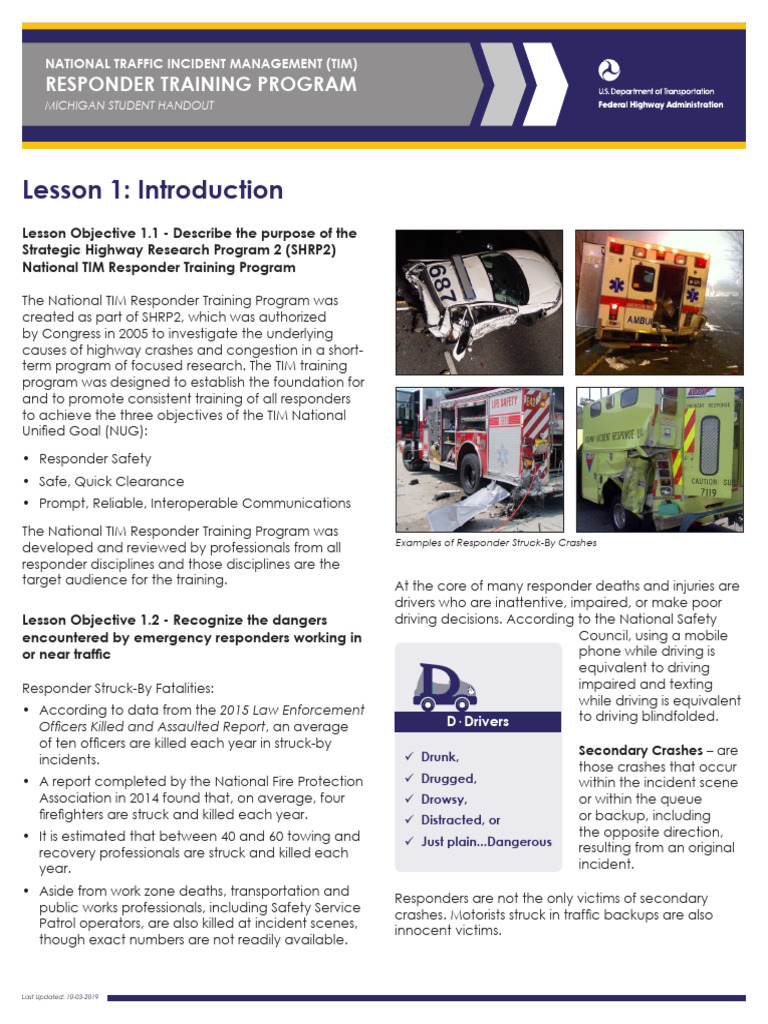 1-TIM 4-Hour Student Handout - MI - 082415 517559 7 | PDF | Incident Command System | Traffic