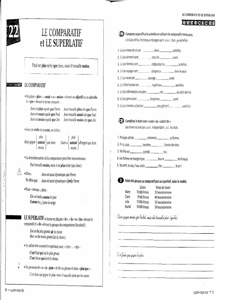 Comparatif e Superlatif - Exercice 4 | PDF