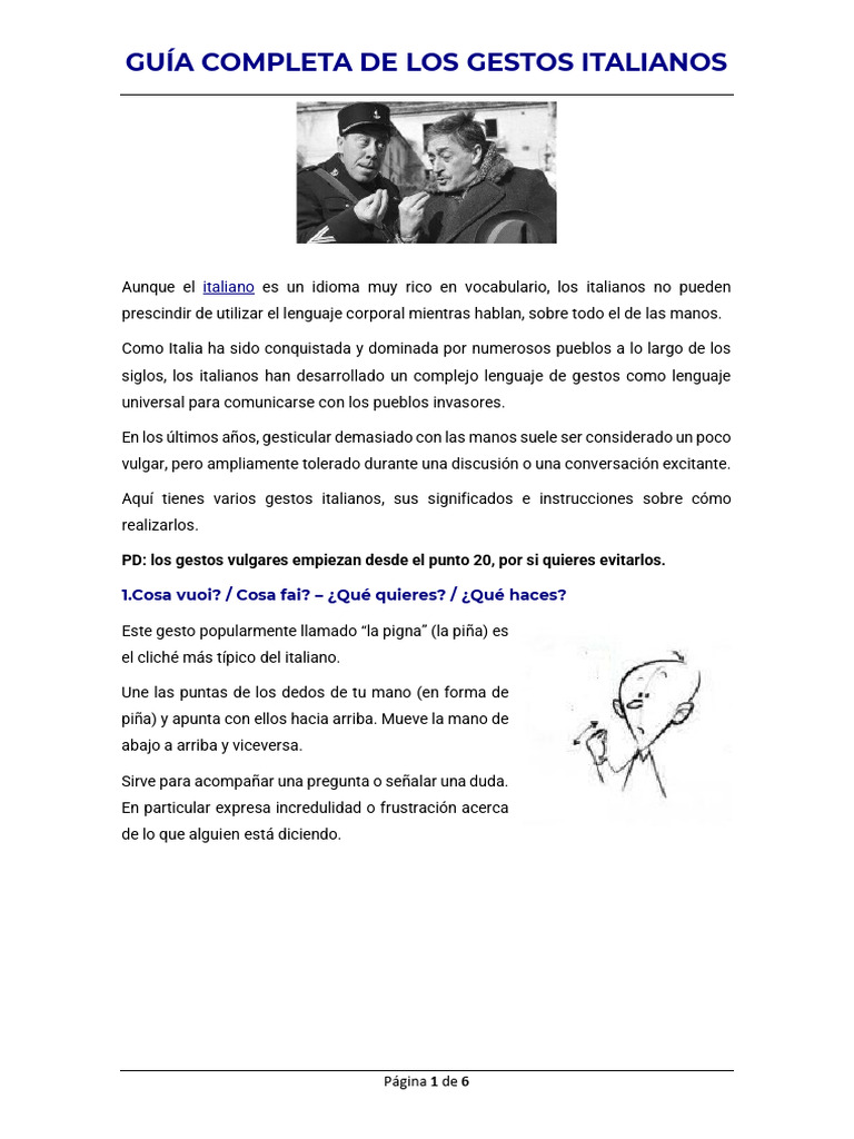 Guía Completa de Los Gestos Italianos | PDF | Mano | Extremidades ...