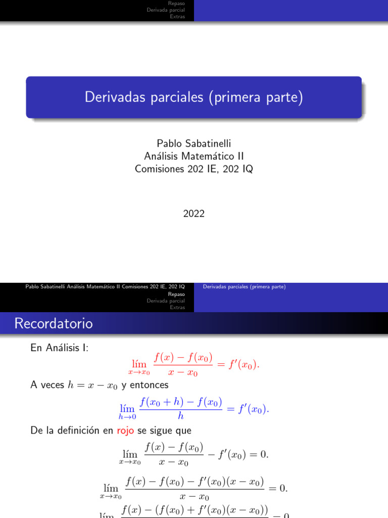Derivadas Parciales: Conceptos y Ejemplos | PDF | Derivado | Calculo diferencial