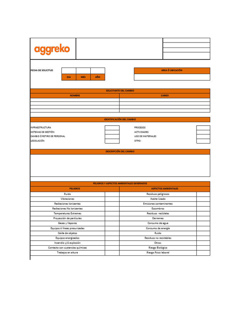 AGK-05-HSEQ-02 GC - Analisis de Cambios | PDF | Radiación | Residuos