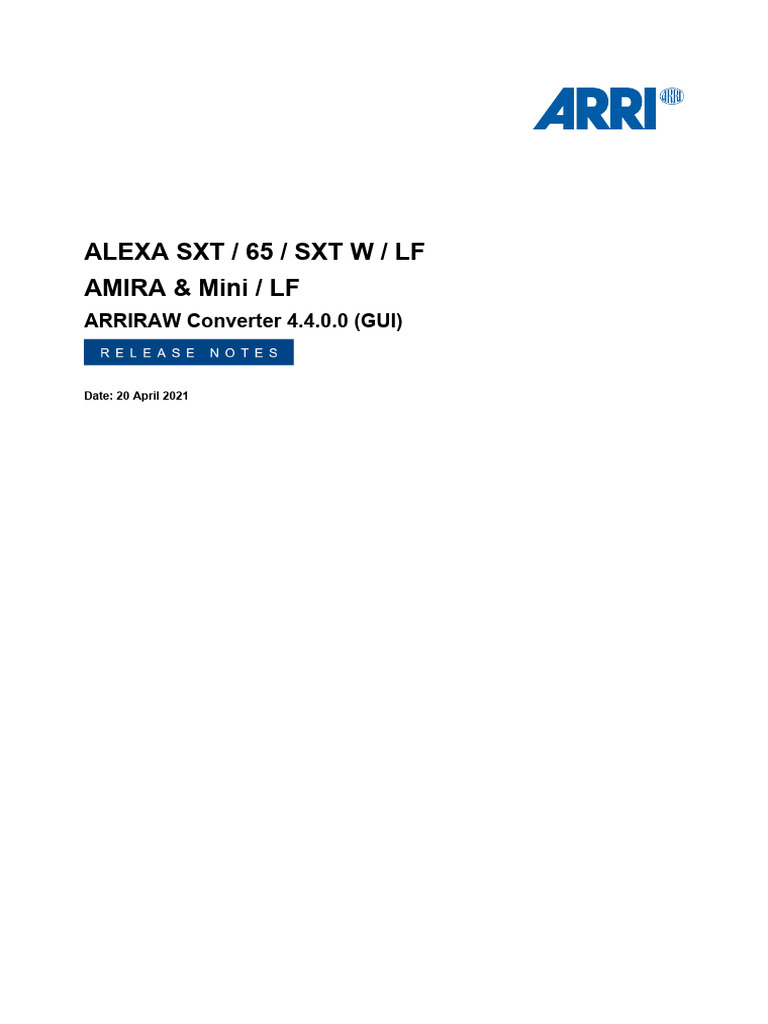 ARRIRAW Converter 4.4 Release Notes | PDF | Legal Liability | Copyright