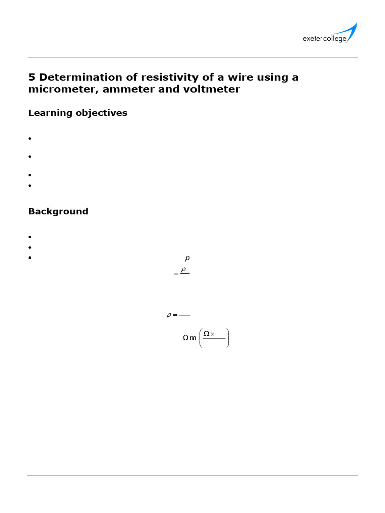 Resistivity Measurement Practical Guide | PDF | Electrical Resistivity ...