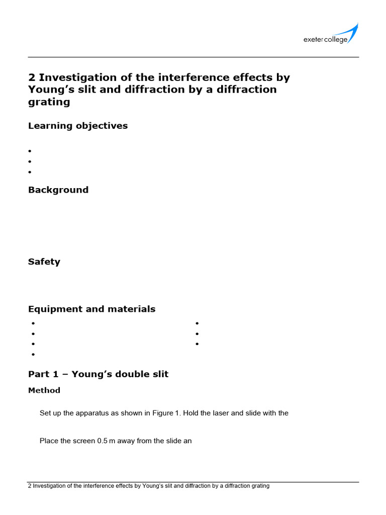 Practical 2 - Finding The Wavelength of Light | PDF | Diffraction ...