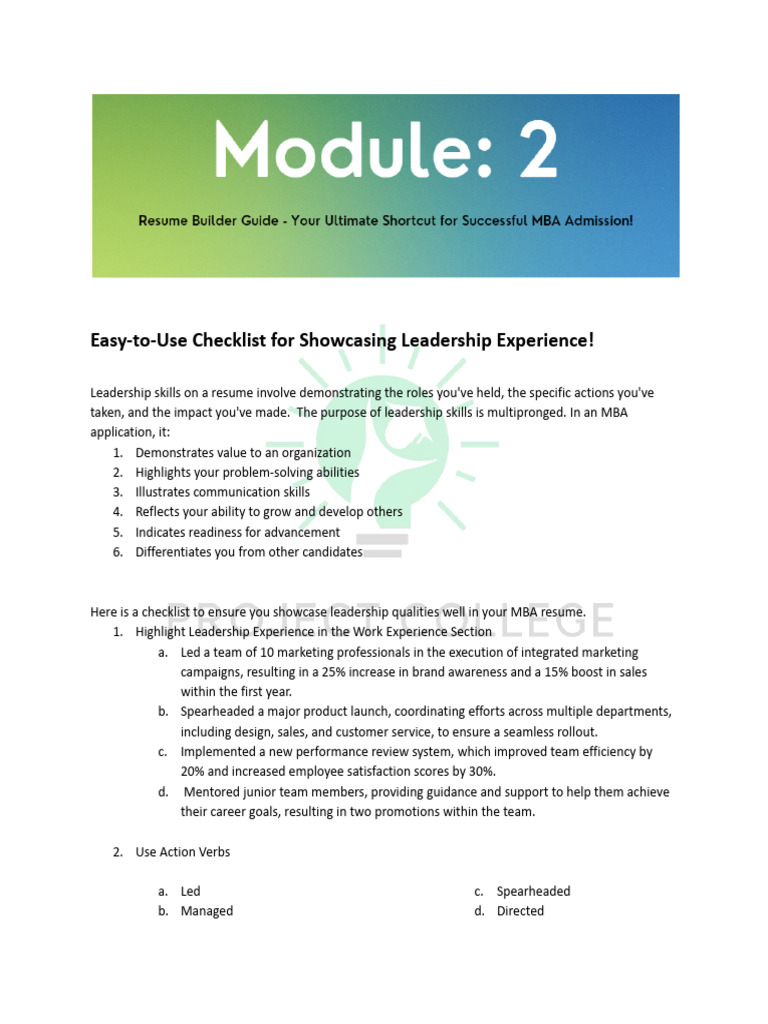 Module - 2 Resume Builder Guide - Your Ultimate Shortcut For Successful ...