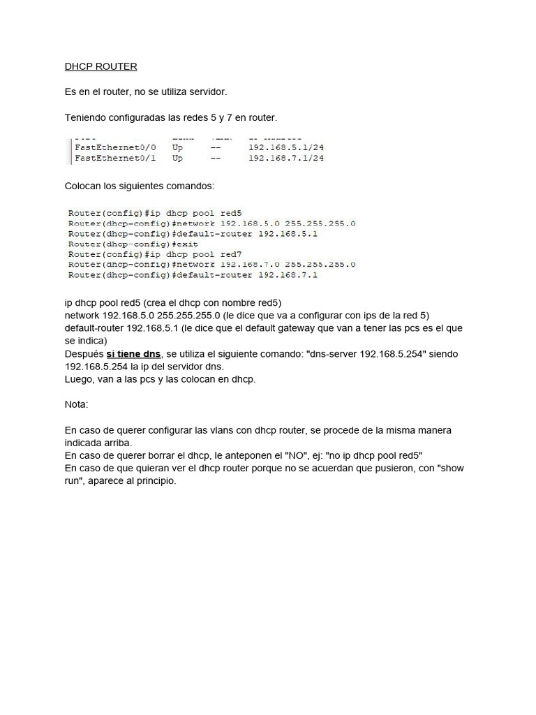 Configuración DHCP en Router Cisco | PDF | Informática