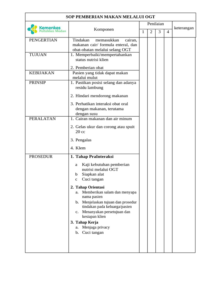 Sop Pemberian Makan Melalui NGT | PDF | Teknologi & Rekayasa