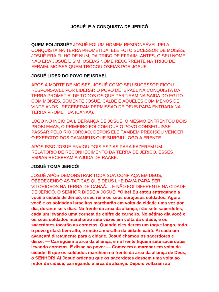 Josué e A Conquista de Jericó | PDF | Josué